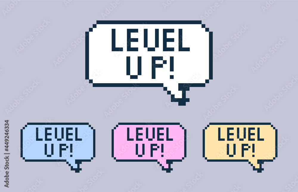 Pixel bubble text. Sticker in form of cloud for inserting your own text ...