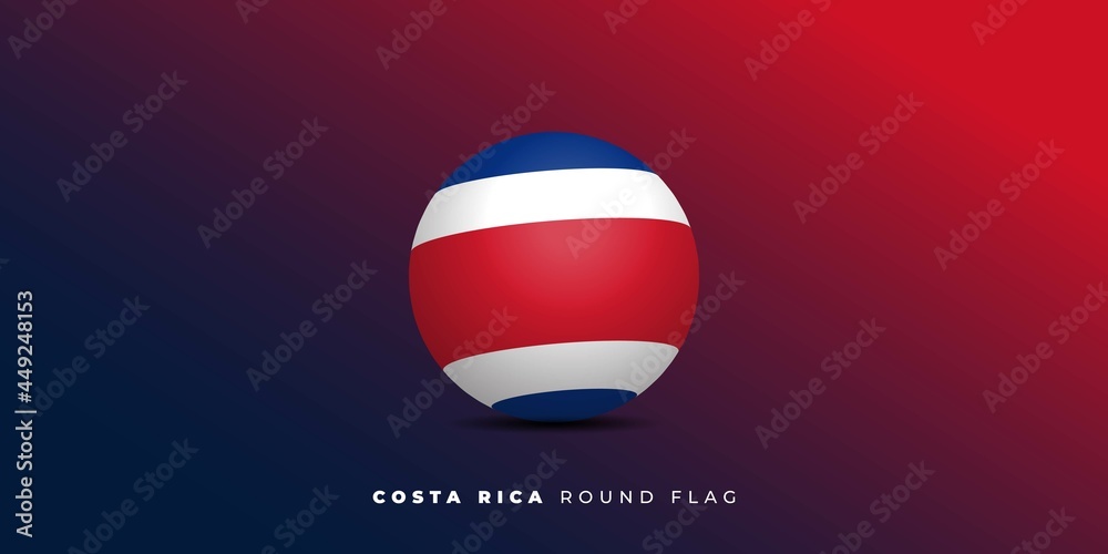 Costa rica round flag design with red and blue background Stock ...
