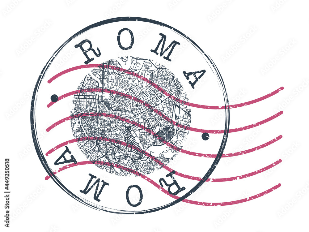 Rome, Italy Stamp Map Postal. Silhouette Seal Roads and Streets ...