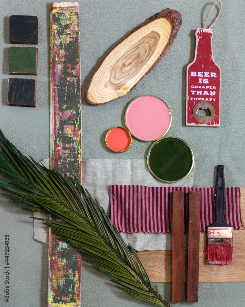 collage color palette mood board for interior design and decor Stock ...