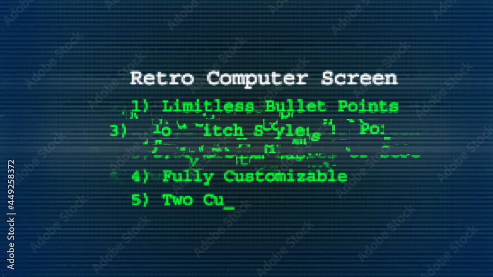 Retro Computer Screen Bullet Points Stock Template | Adobe Stock