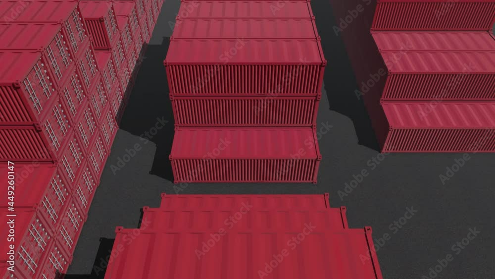 Vidéo Stock Seamless looping 3d animation of red shipping containers in ...