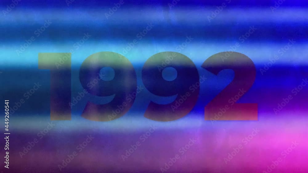 Animation of years counter. Motion. Countdown of years from 1980s to ...