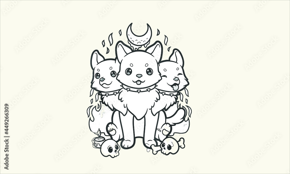 Pastel goth cat Coloring Page Stock Vector | Adobe Stock
