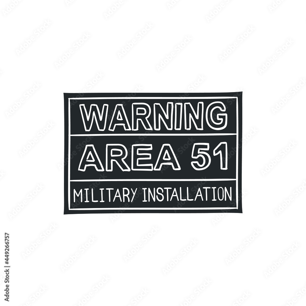 Area 51 Icon Silhouette Illustration. Phroibition Zone Vector Graphic ...
