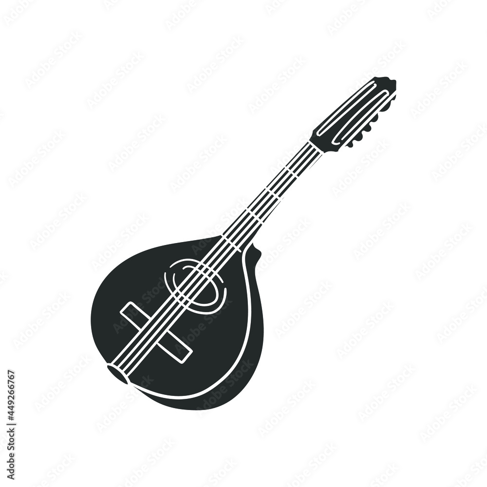 Banjo Icon Silhouette Illustration. Acoustic Instrument Vector Graphic ...