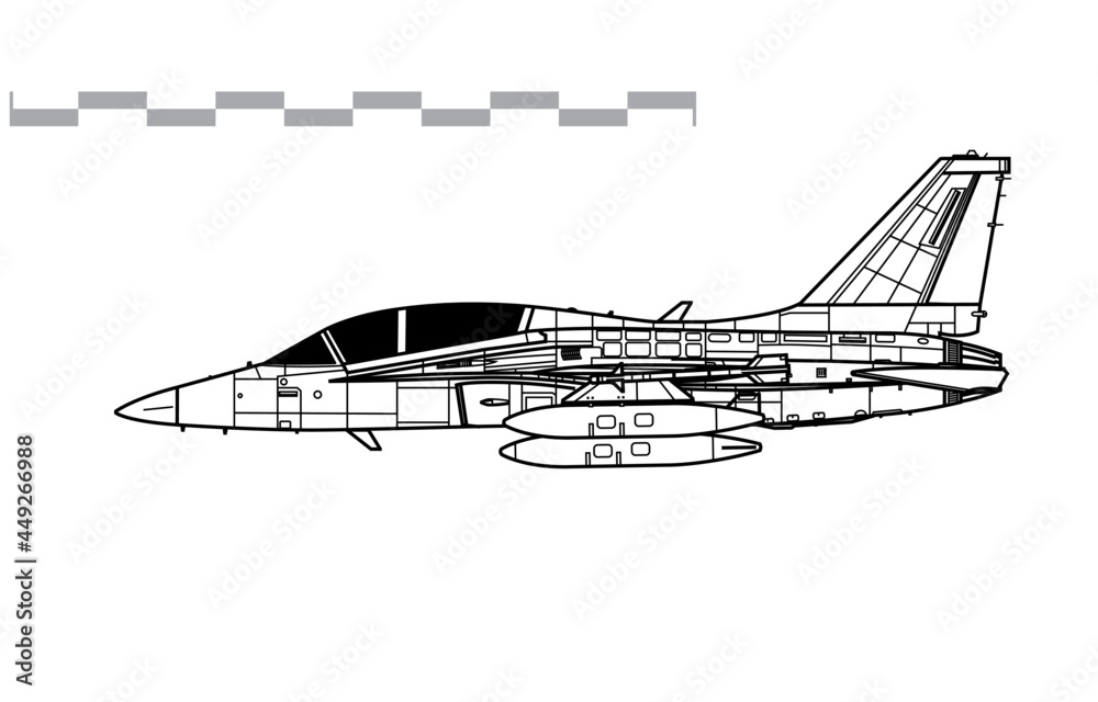 KAI T-50 Golden Eagle. Vector drawing of advanced jet trainer aircraft ...