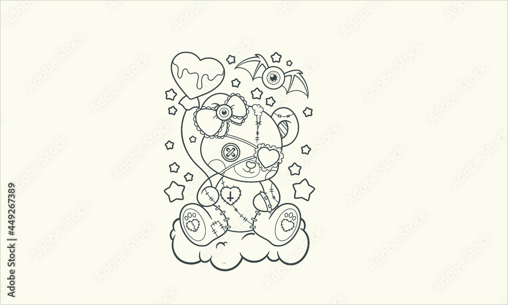 Pastel goth cat Coloring Page Stock Vector | Adobe Stock