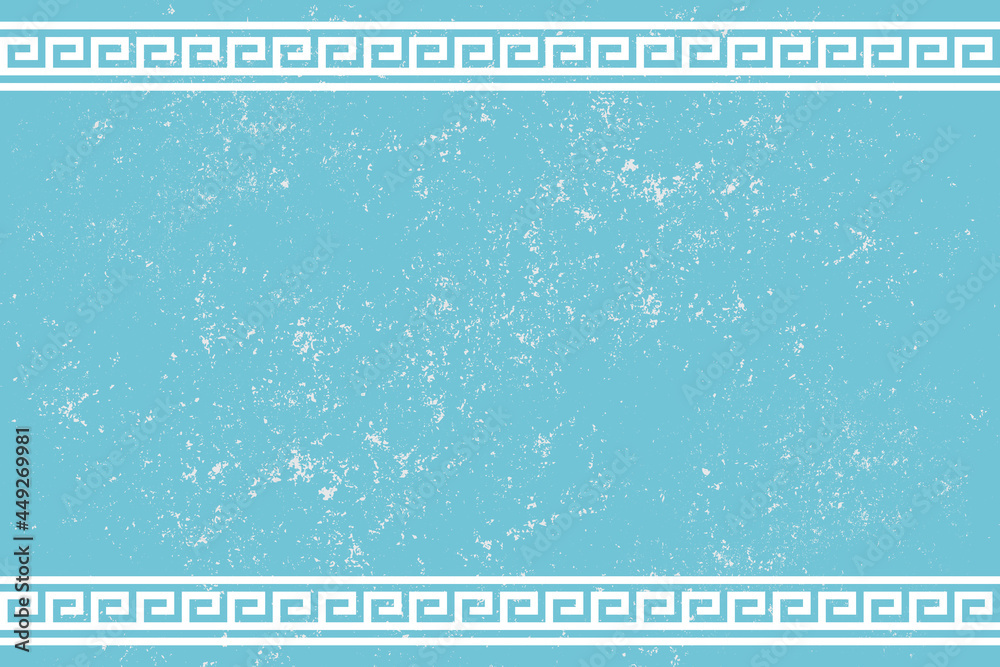 Beautiful blue frame with Greek style ornament and gunge background ...