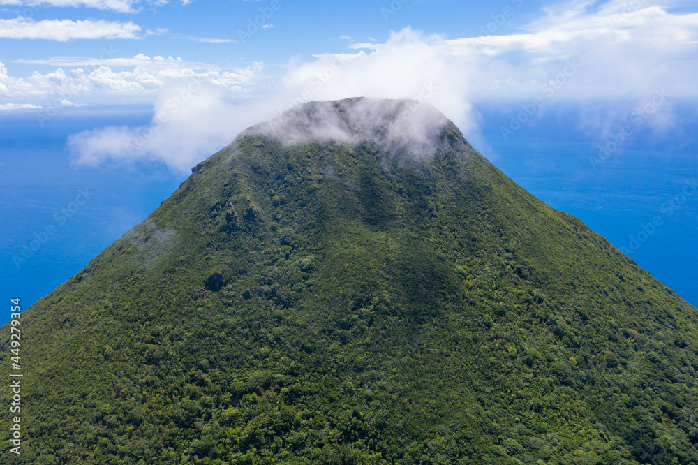 鹿児島県指宿市の開聞岳をドローンで撮影した空撮映像 Aerial footage of Mount Kaimon-dake in ...