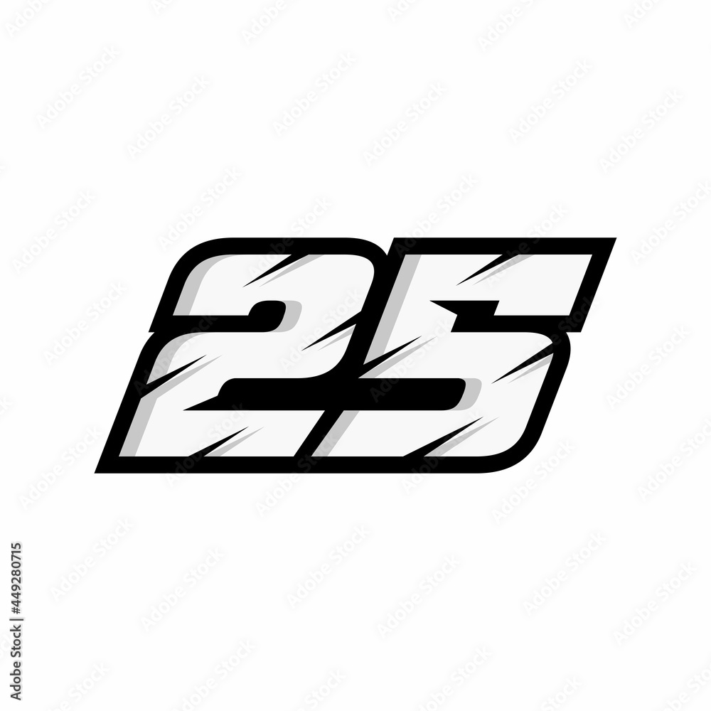 Racing number 25 logo on white background Stock Vector | Adobe Stock