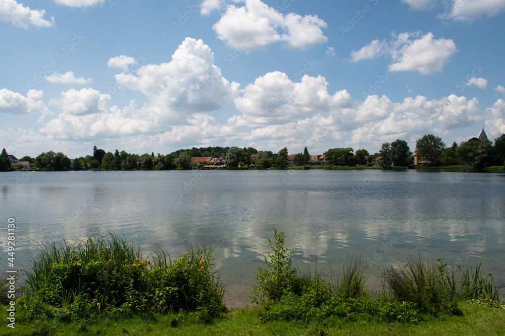 View of Weßlinger See (Lake Weßling) in Upper Bavaria in Germany on a ...
