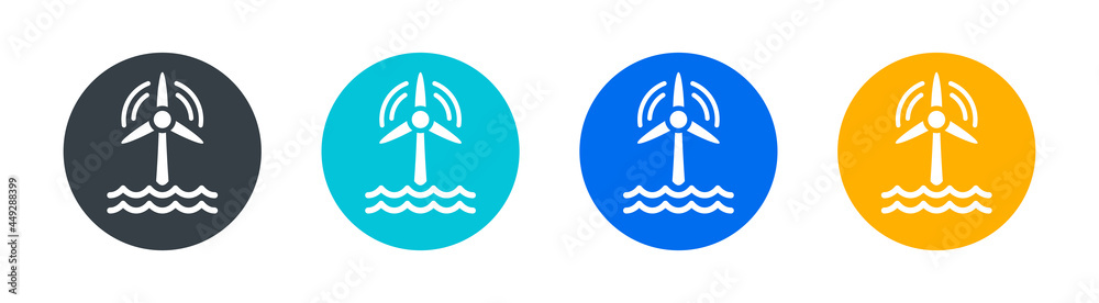 Offshore wind turbines icon. Wind farm in the sea or ocean producing ...