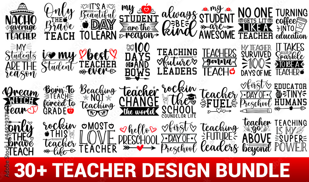 teacher svg t shirt bundle Stock Vector | Adobe Stock