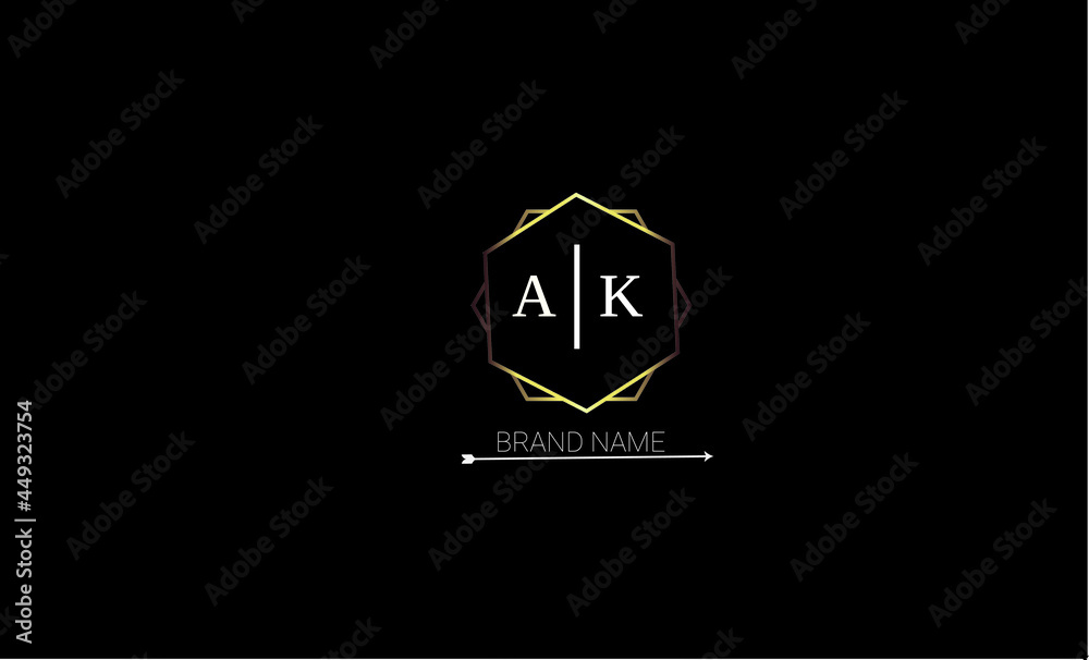AK is a unique logo with a peasant design and royal golden color with ...