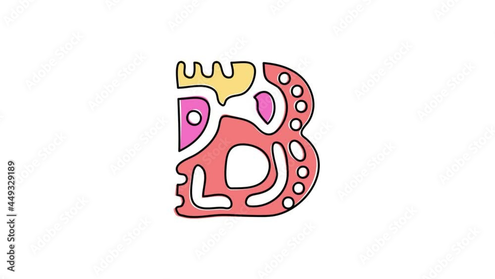 Letter B. 4K video. Blue font animated isolated on clear white ...