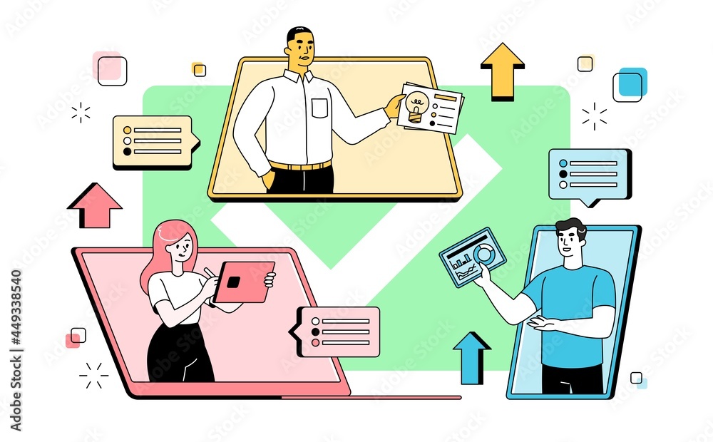 Effective communication flat vector illustration and information Stock ...