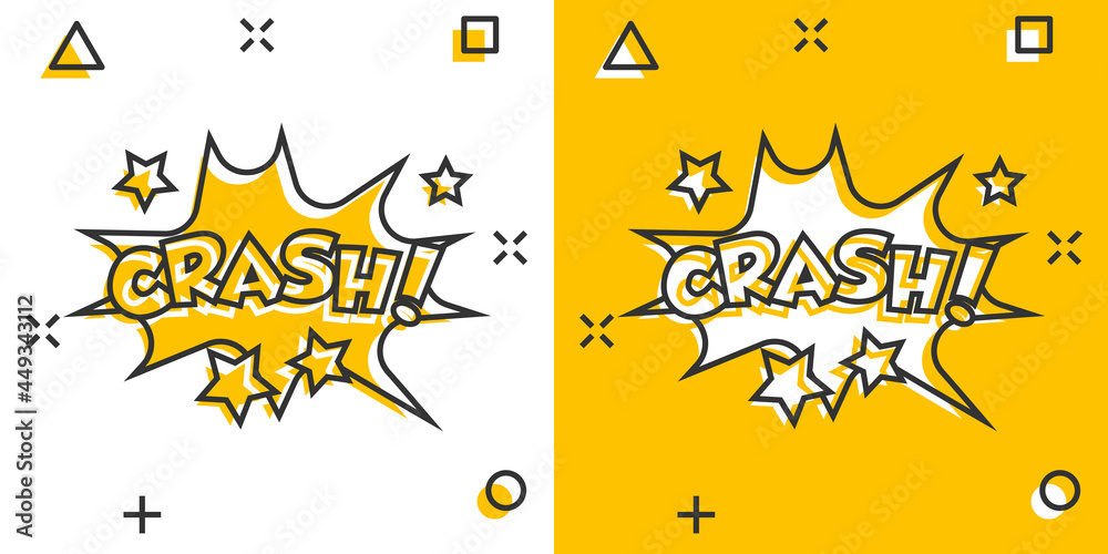 Vector cartoon crash comic sound effects icon in comic style. Sound ...