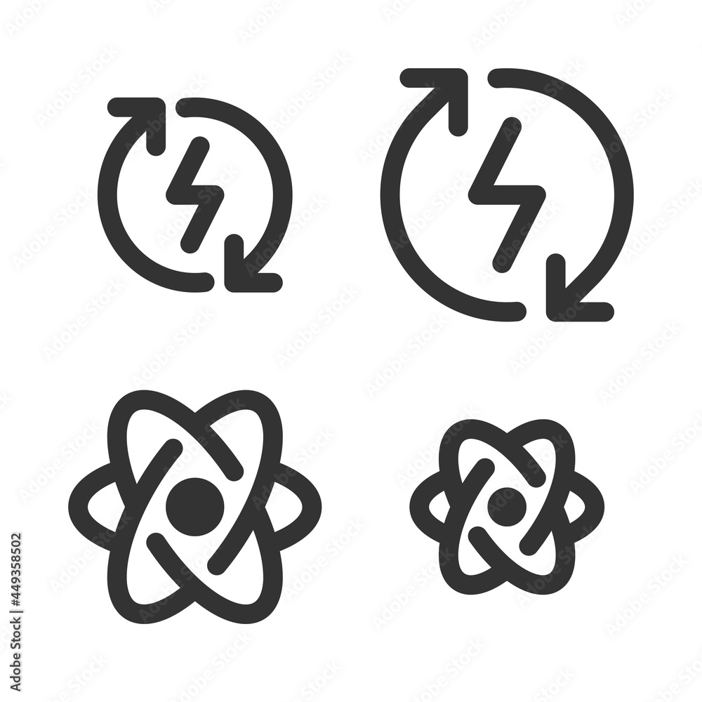 Monochromatic pixel-perfect linear icons of renewable energy source and ...