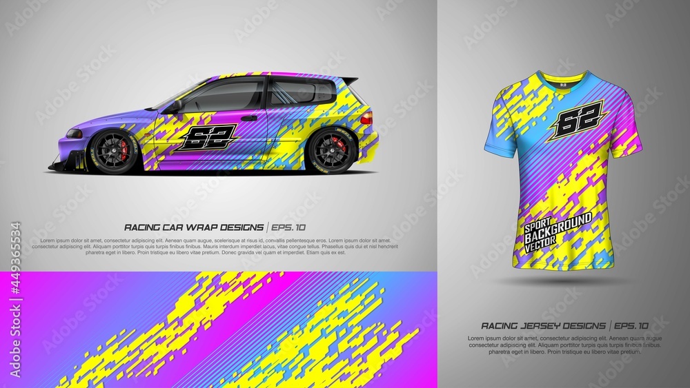 Sport car wrap and t shirt design vector for race car, pickup truck ...