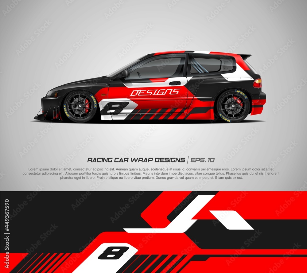Sport car wrap background design vector for race car, pickup truck ...
