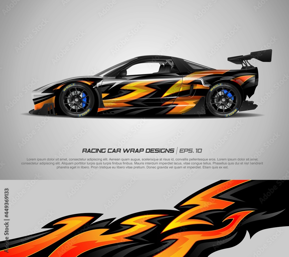 Sport car wrap background design vector for race car, pickup truck ...