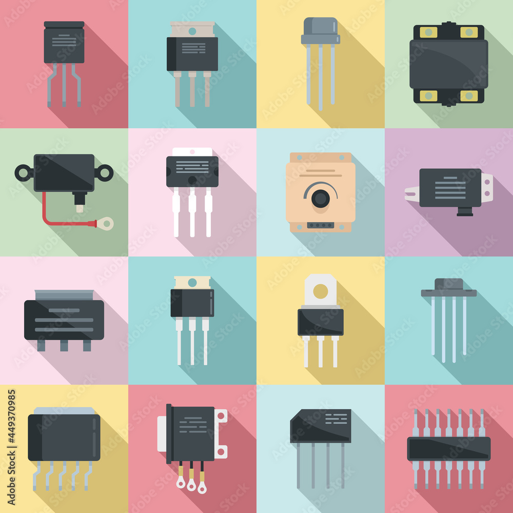 Voltage regulator icons set flat vector. Battery argon Stock Vector ...