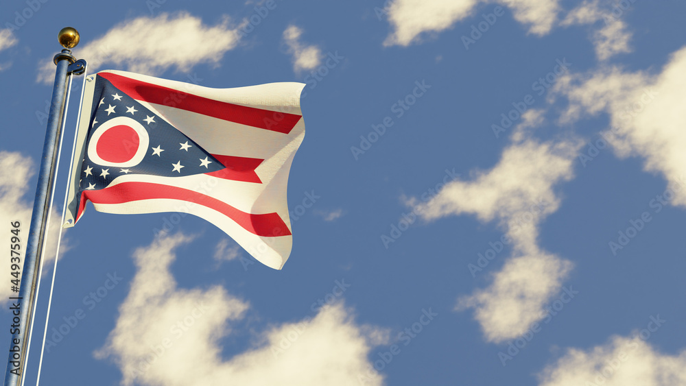 Ohio 3D rendered realistic waving flag illustration on Flagpole ...
