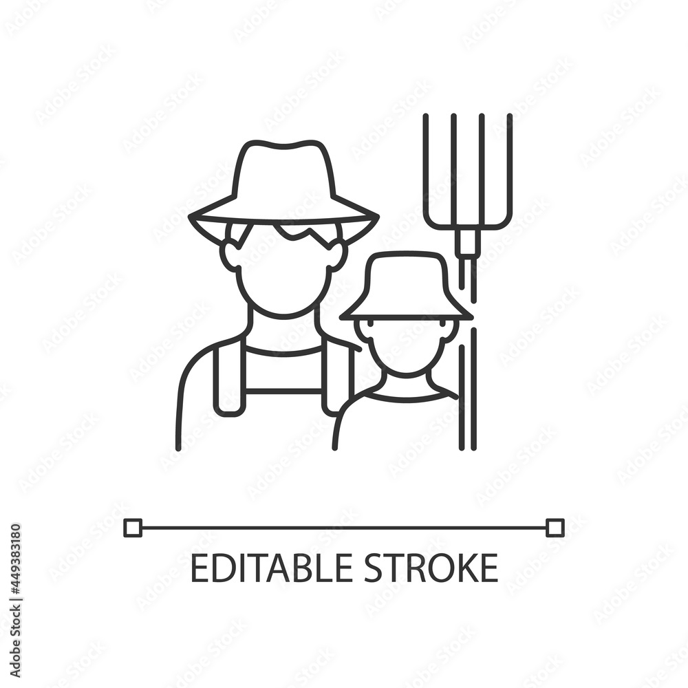 Subsistence farming linear icon. Produce goods for family. Domestic ...