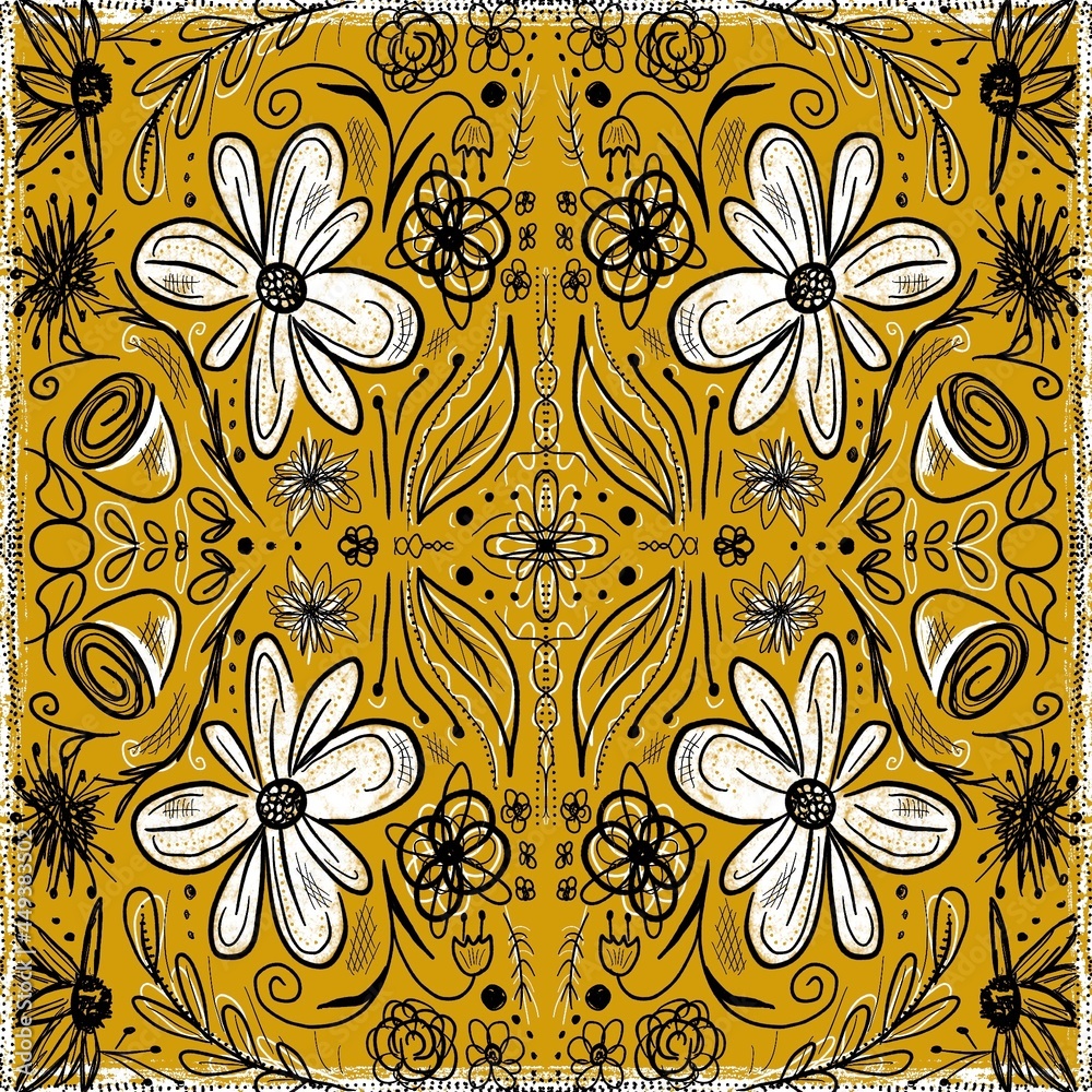 Flower handkerchief design Stock Illustration | Adobe Stock