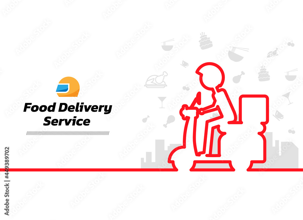Minimal line Food Delivery. Minimal line Food background. Food Delivery ...