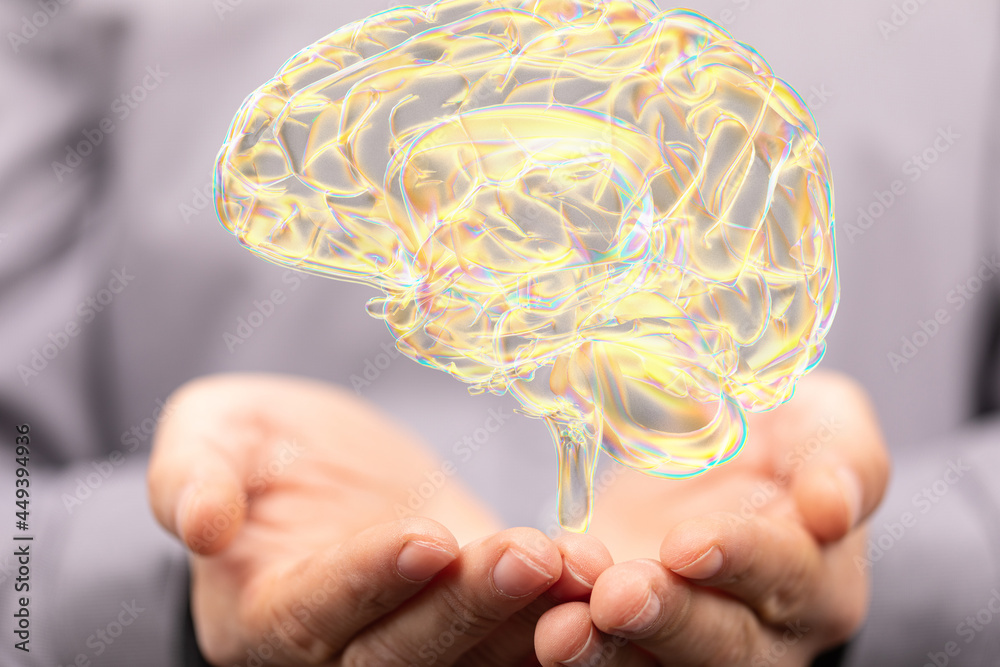 Human brain activity with plexus lines.. External cerebral connections ...