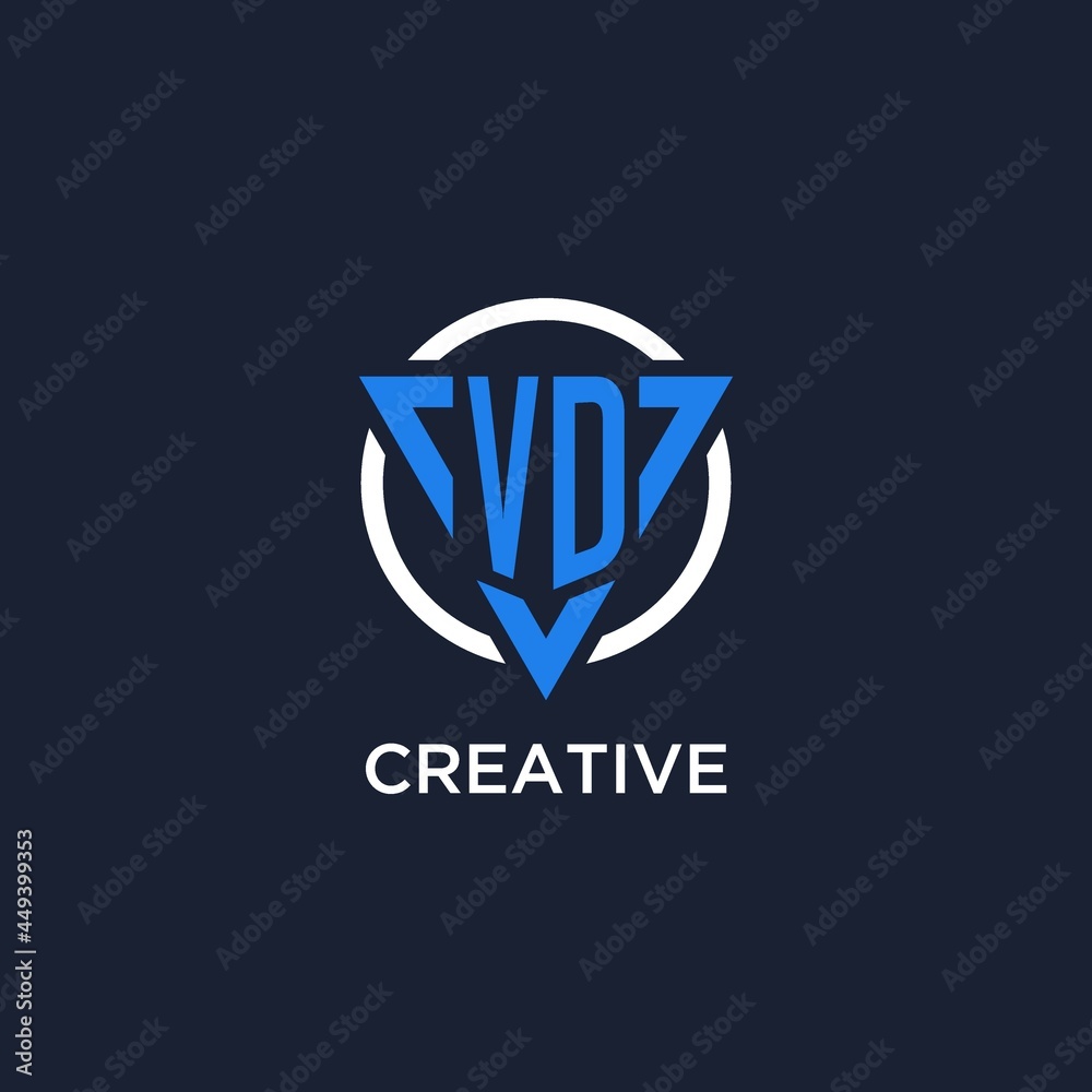 VD monogram logo with triangle shape and circle design elements Stock ...