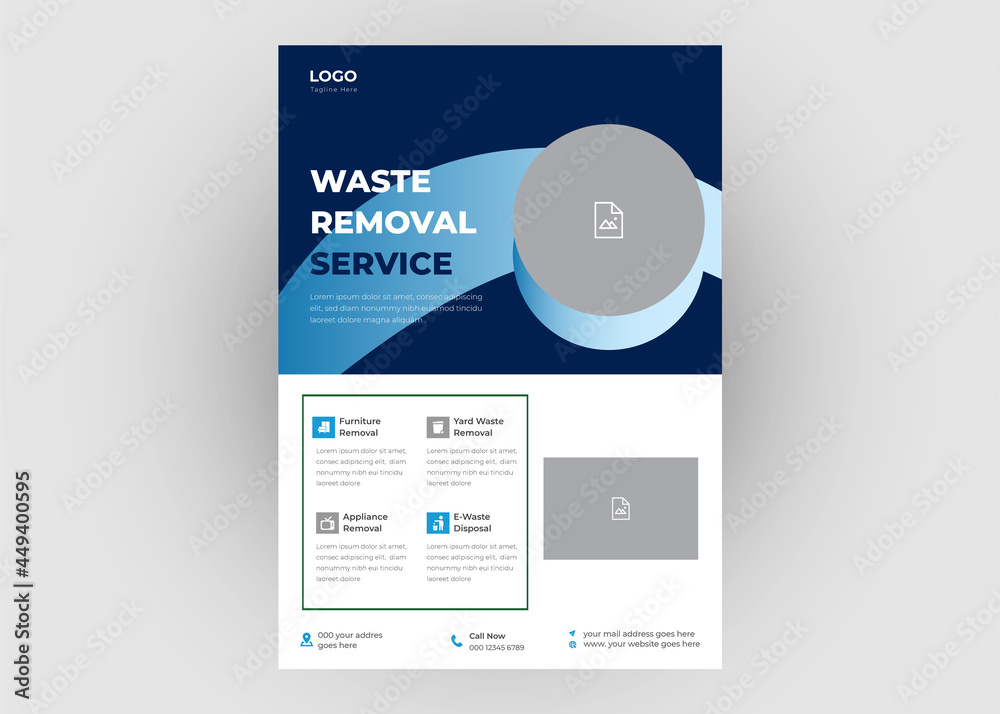Junk removal service flyer template. Waste removal poster leaflet ...