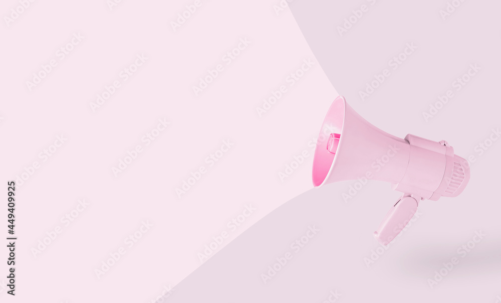 Pink megaphone isolated on pastel beige background. Minimal, abstract ...