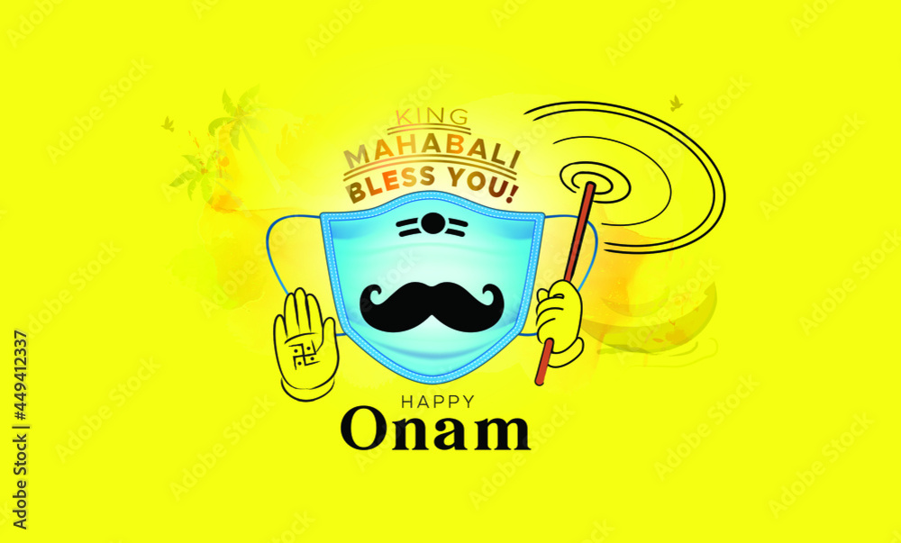 Onam festival concept, background and corona covid 19 safety mask Stock ...
