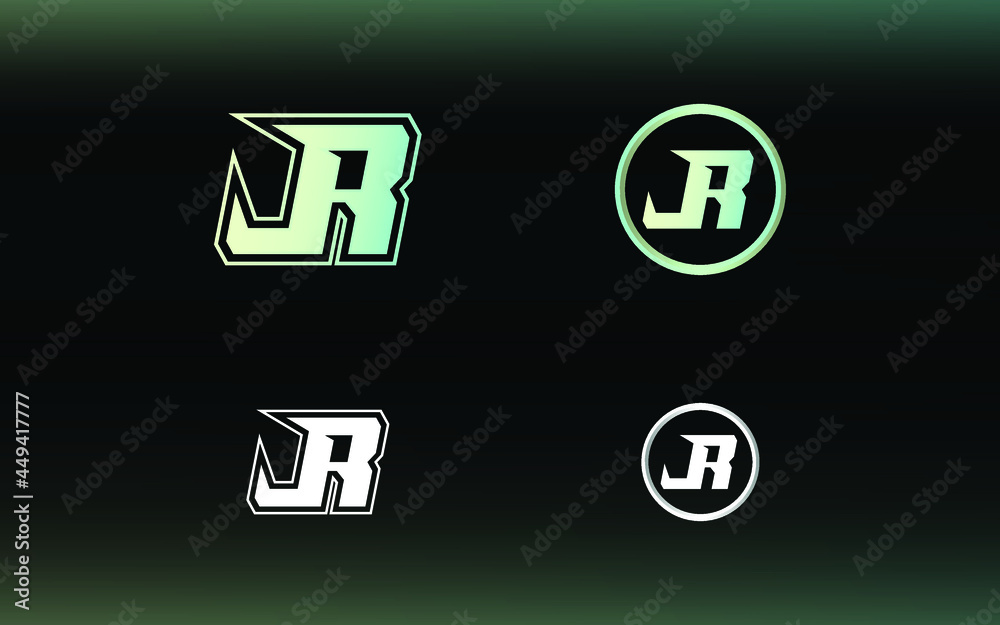 Initials JR logo with a bright color is suitable for E sports teams and ...