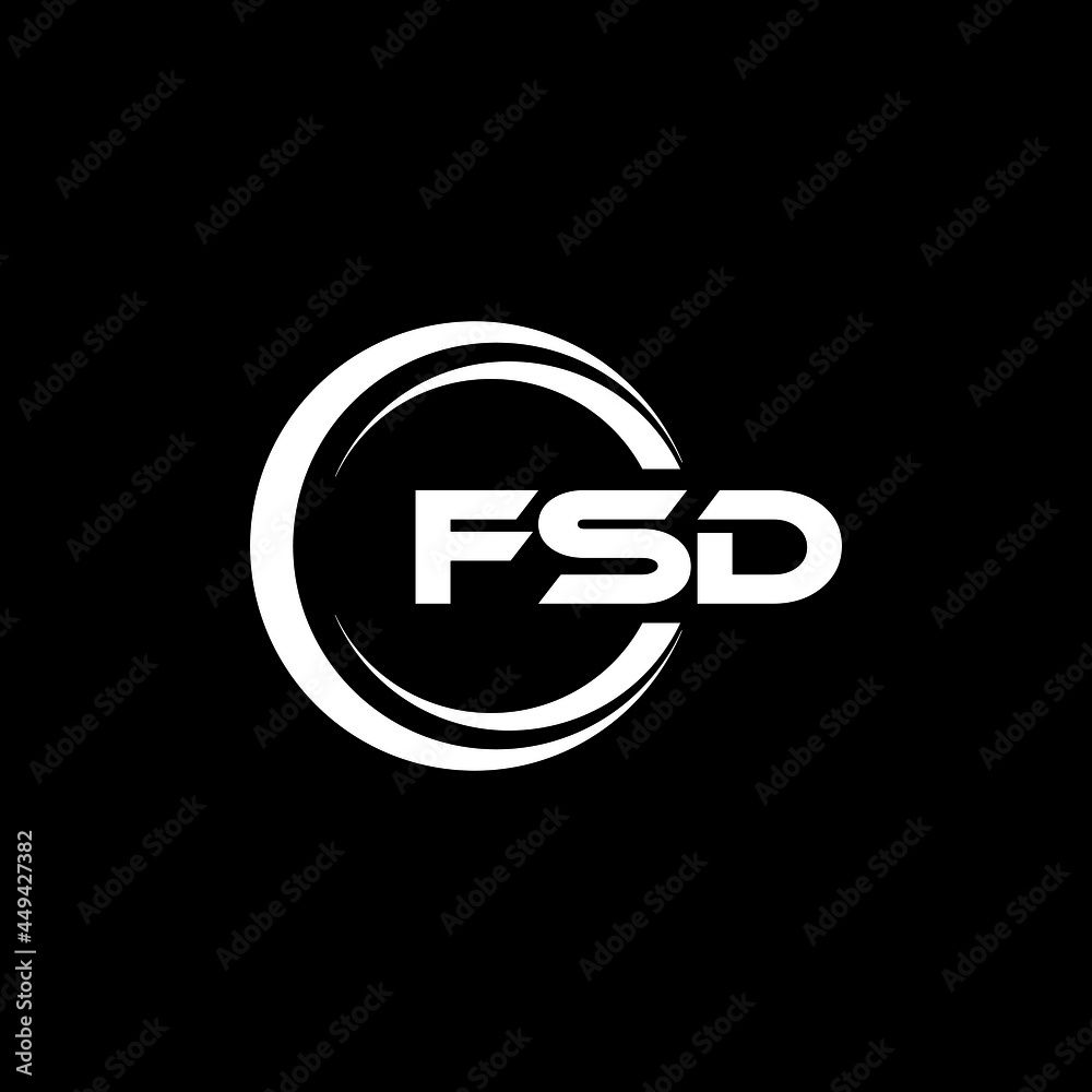 FSD letter logo design with black background in illustrator, vector ...