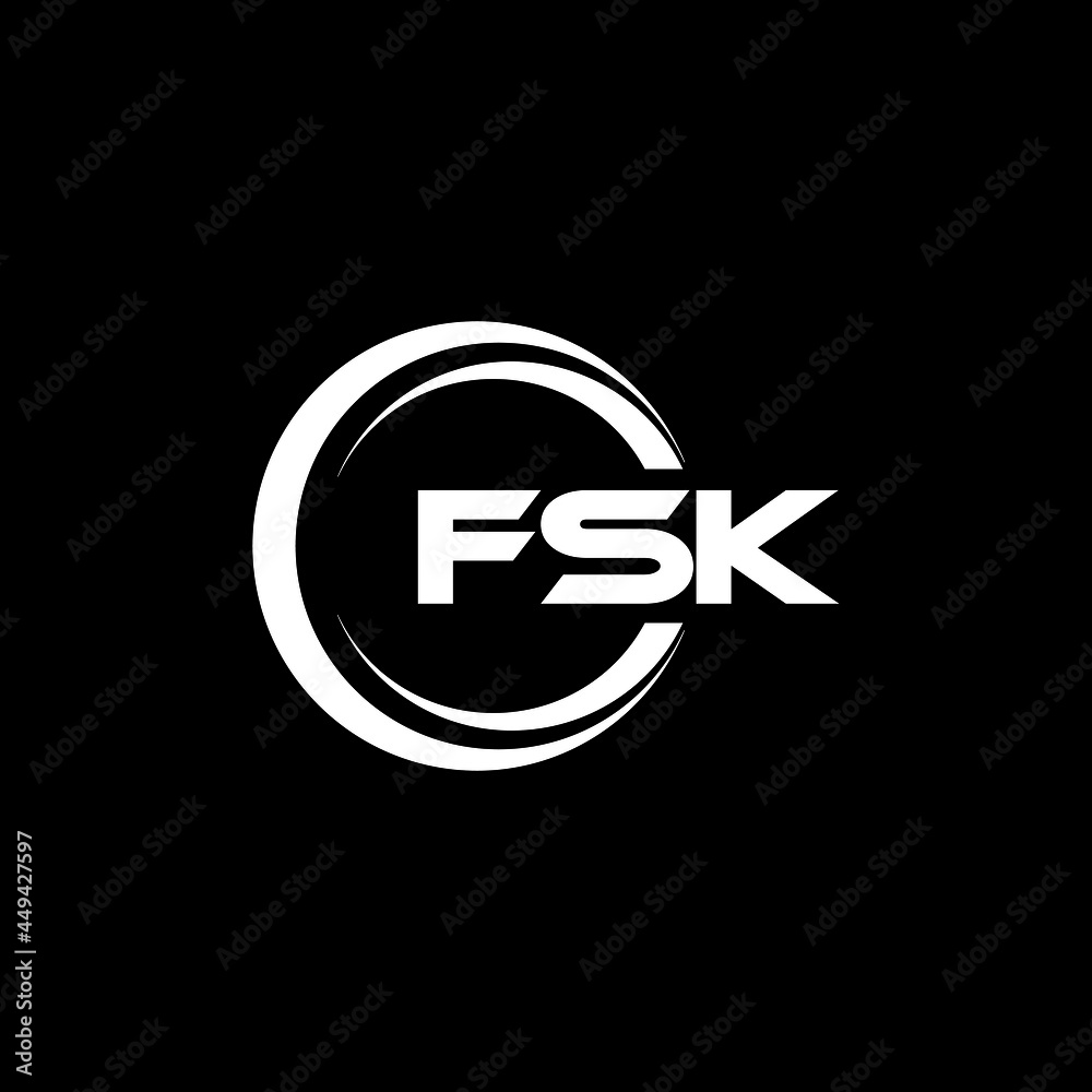 FSK letter logo design with black background in illustrator, vector ...