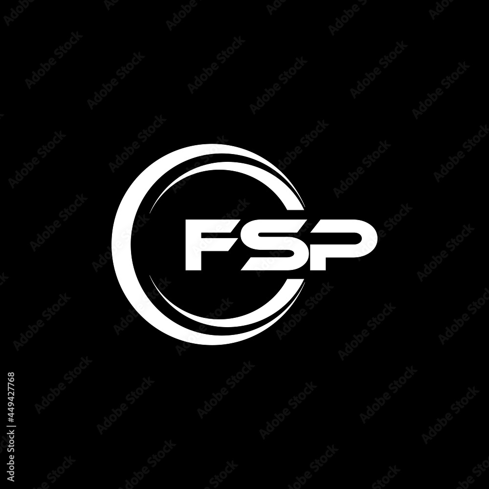 FSP letter logo design with black background in illustrator, vector ...