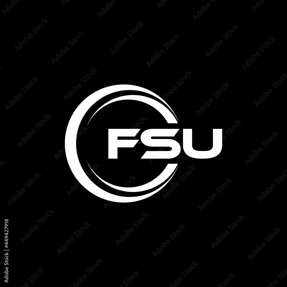FSU letter logo design with black background in illustrator, vector ...