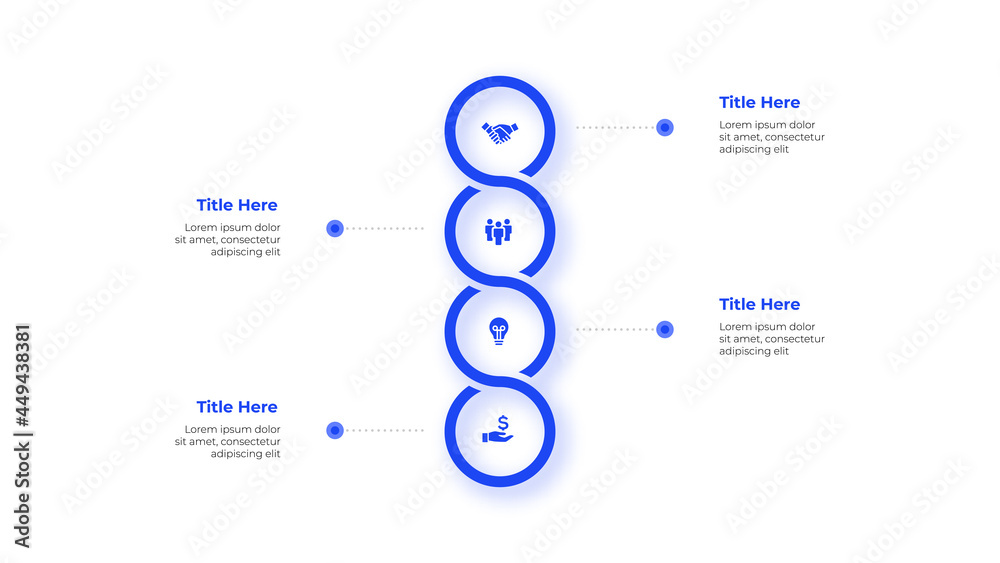 Four circle elements in vertical row for infographic and presentation ...