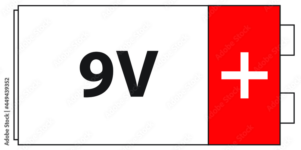 9V Battery symbol Stock Vector | Adobe Stock