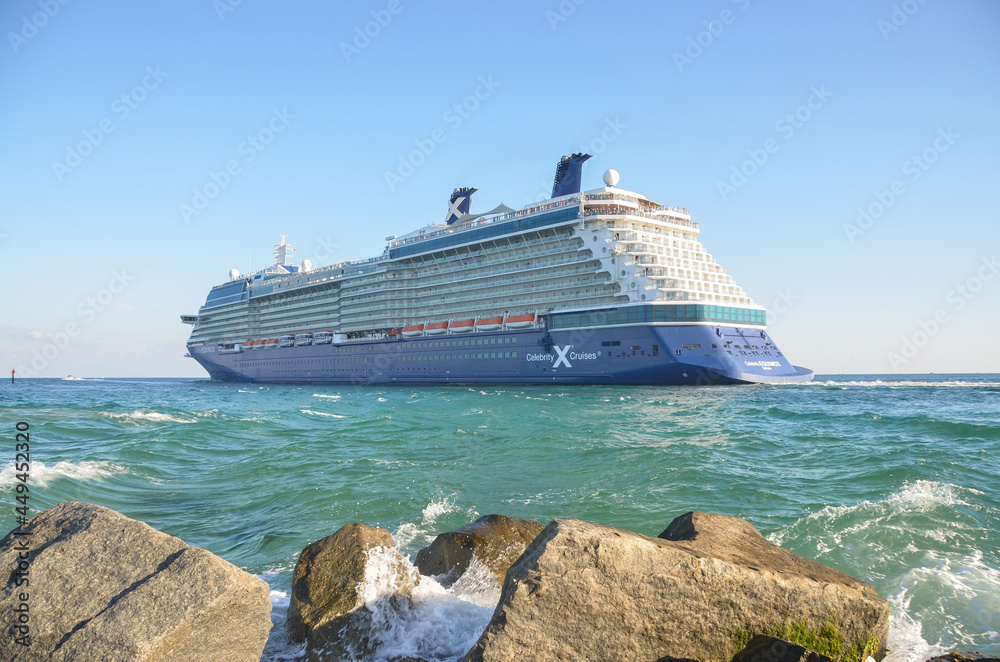 Celebrity X cruise ship sailing out of Port Everglades Stock Photo ...