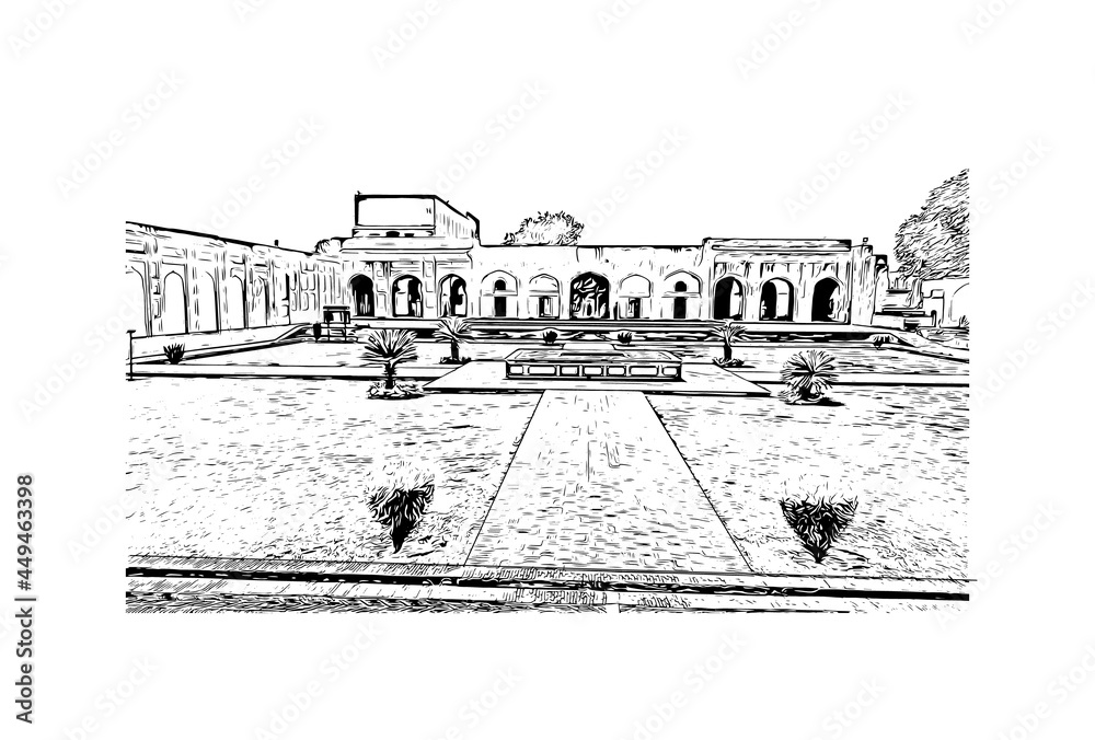 Building view with landmark of Lahore is the city in Pakistan. Hand ...