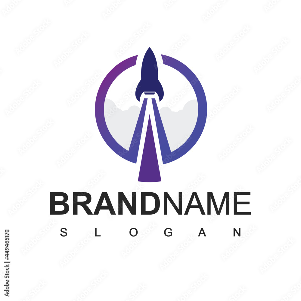 Circle Rocket Launch Logo Stock Vector | Adobe Stock