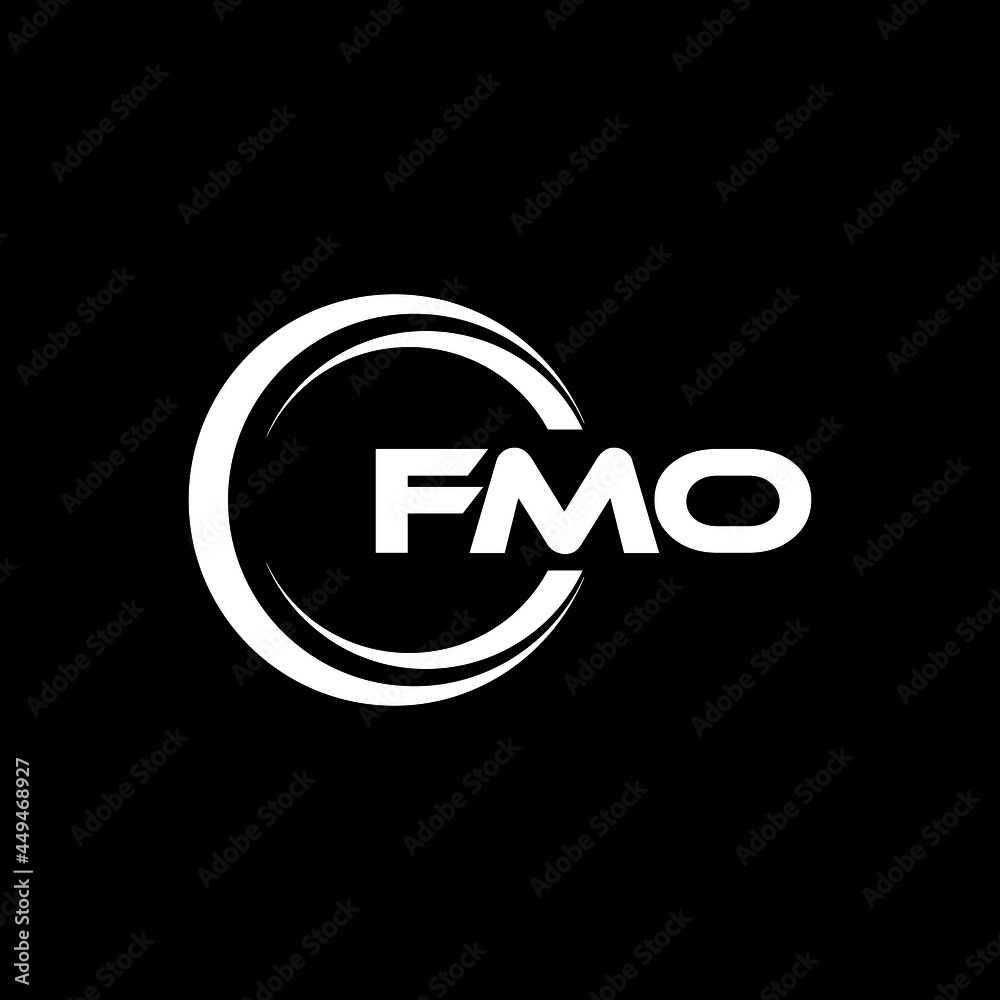 FMO letter logo design with black background in illustrator, vector ...