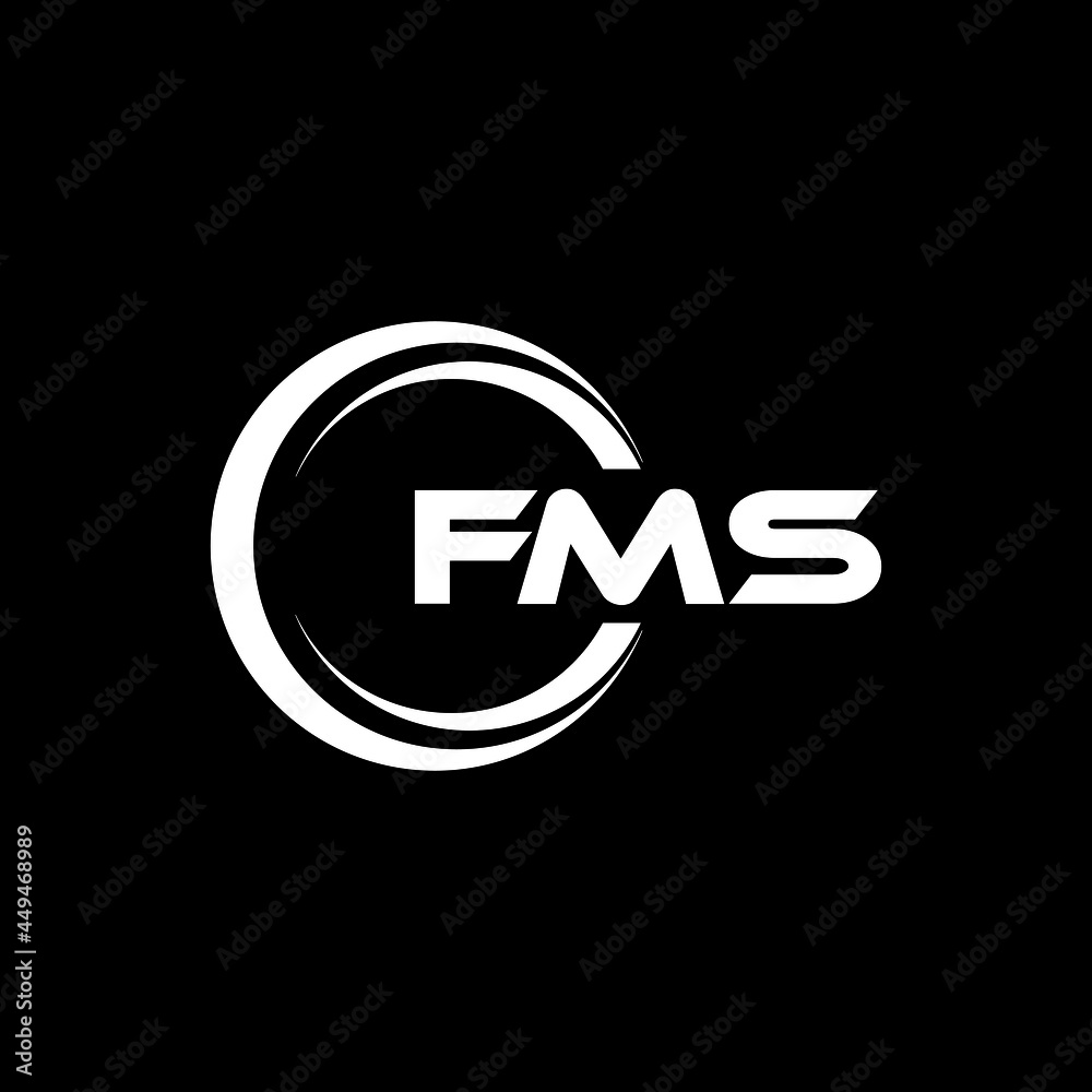 FMS letter logo design with black background in illustrator, vector ...