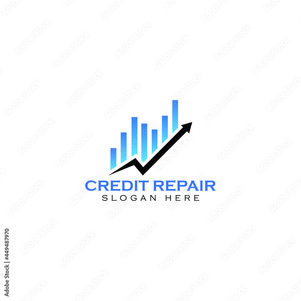 Credit repair logo vector. Financial vector logo. arrow with graph sign ...