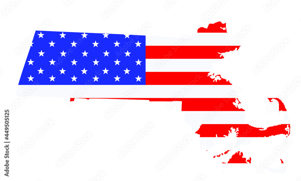 Massachusetts state map vector silhouette illustration. United States ...